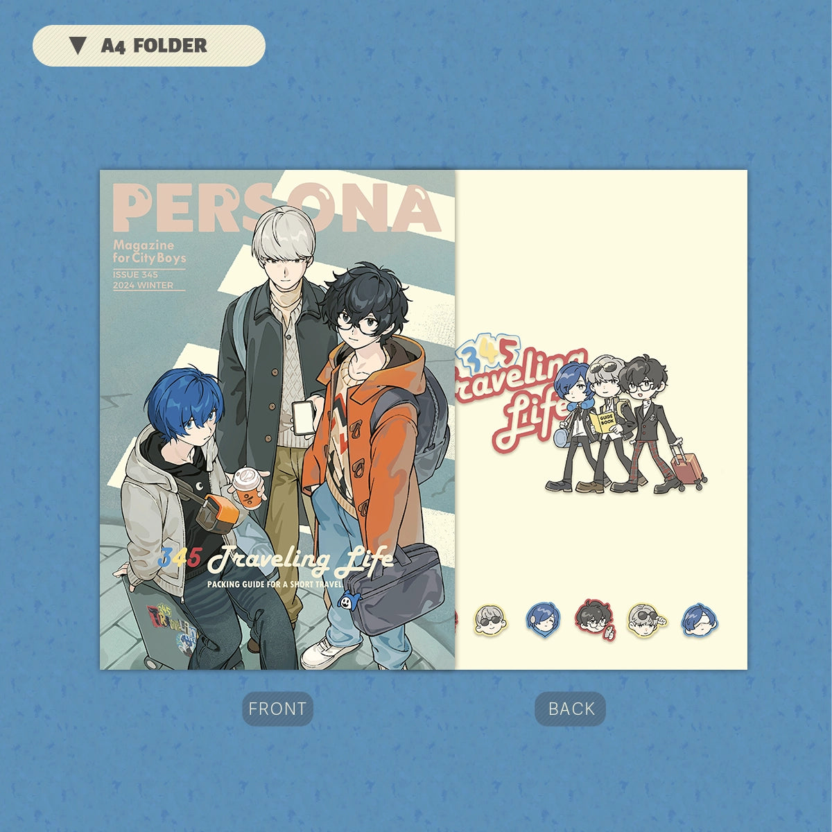 Persona 3/4/5「345 Travelling Life」A4 Folder | Art by BreadGunn – TOMIITOMII